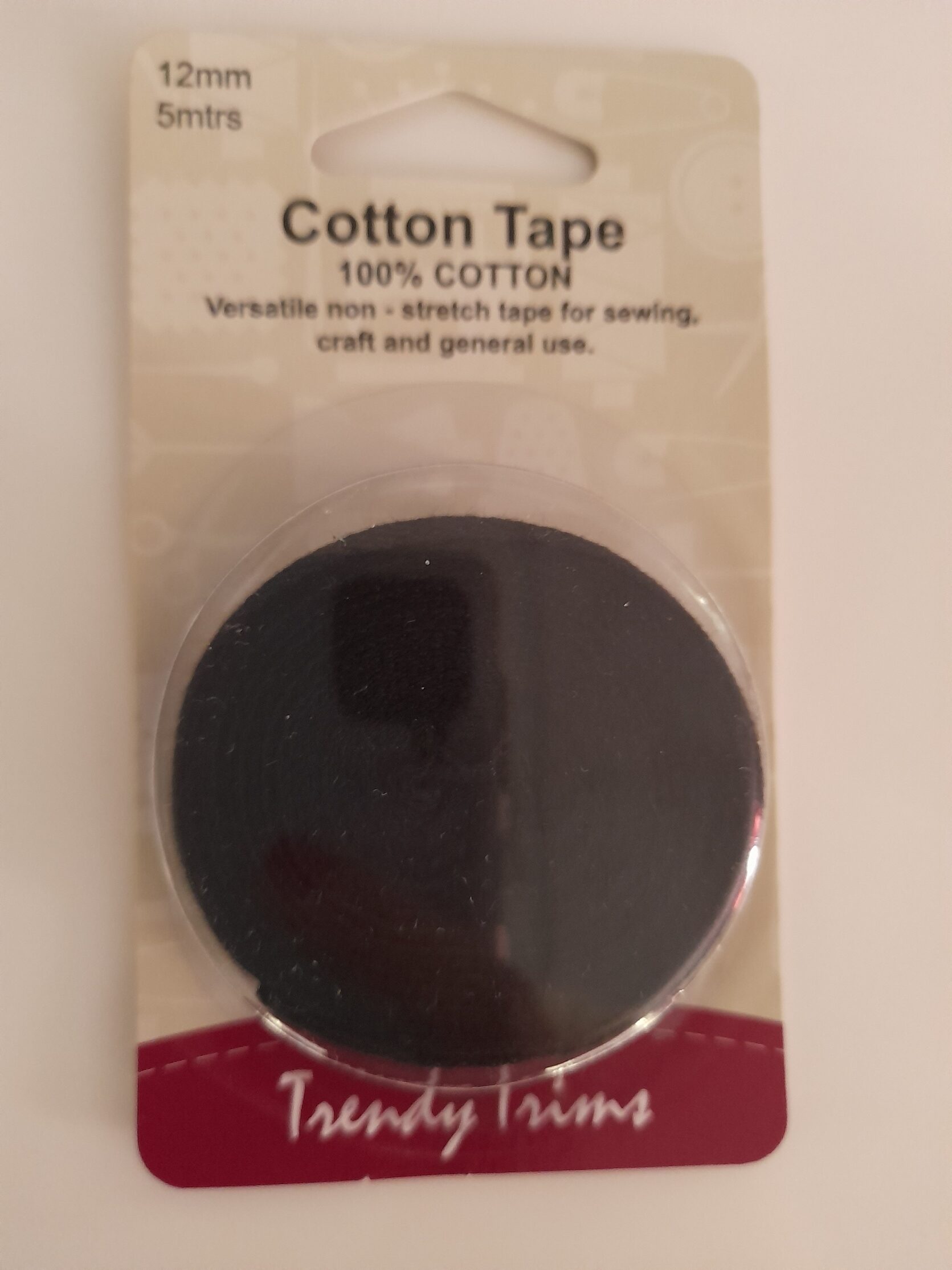 Cotton Tape 12mm Black - Bernina Sewing Centre Tauranga