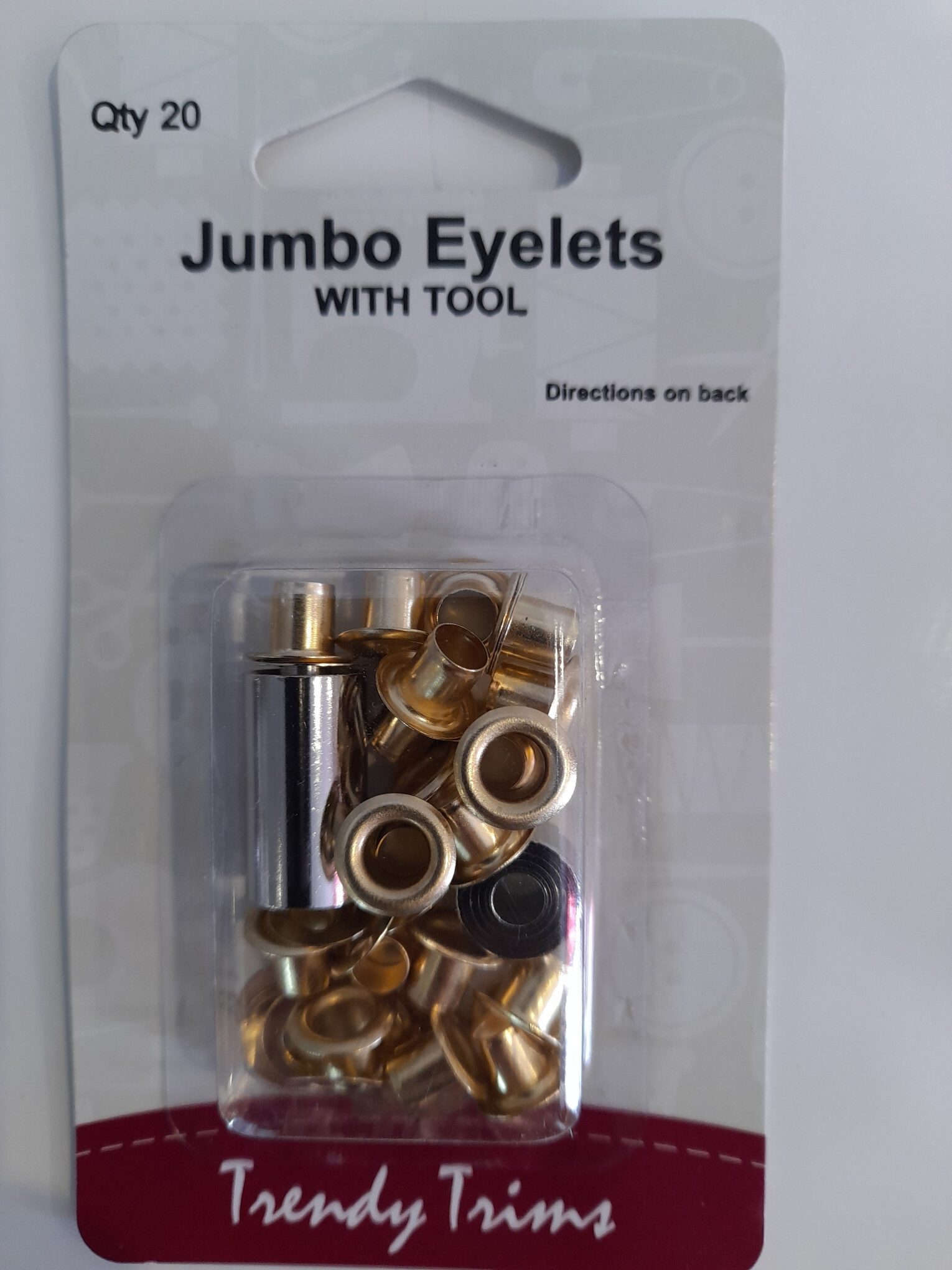 Jumbo Eyelets with Tool - Gold (20) - Bernina Sewing Centre Tauranga