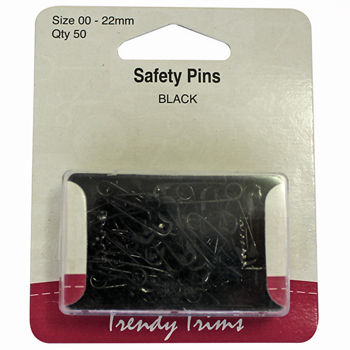 Safety Pins Size 000 Black 50 packet - Bernina Sewing Centre Tauranga