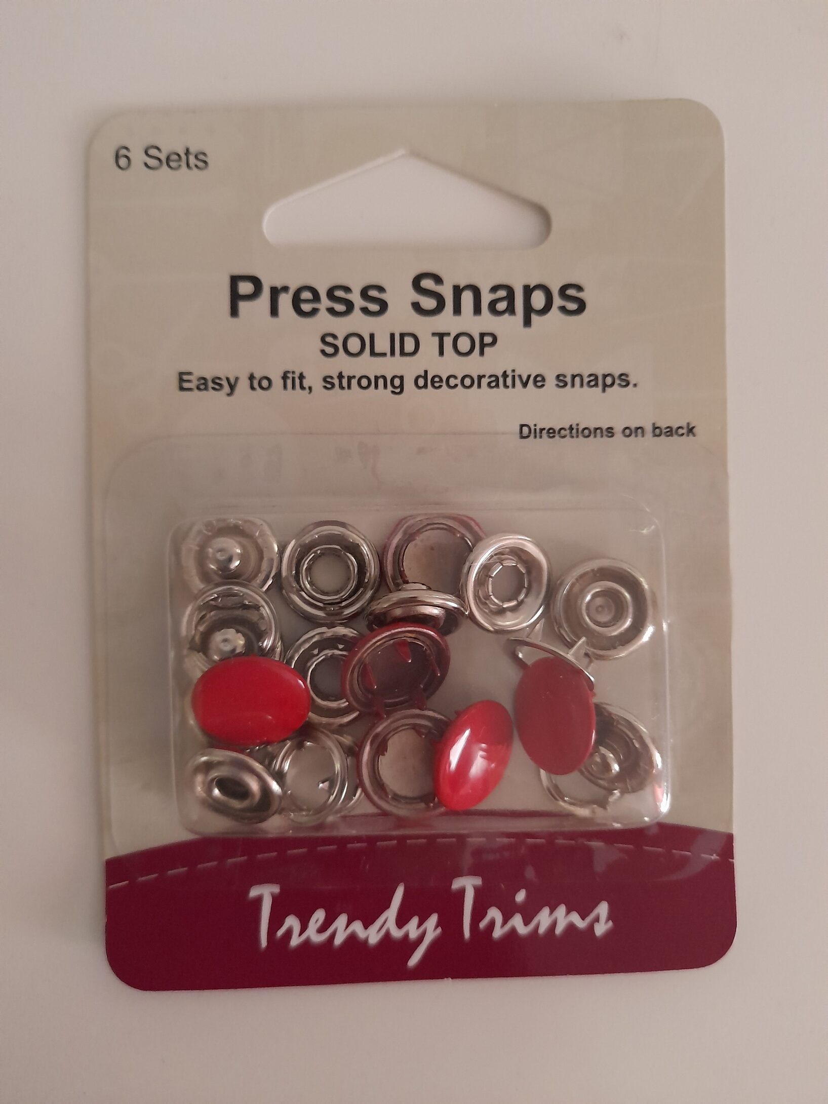 Press snaps solid top - Red 6 sets - Bernina Sewing Centre Tauranga